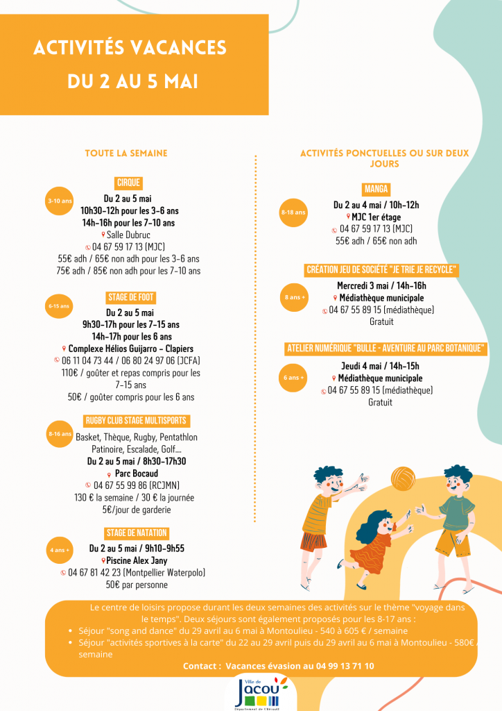 Activités jeunesse pour les vacances ! - Ville de Jacou - Ville de Jacou